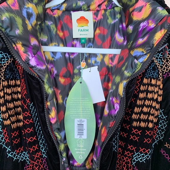 FARM Rio | Jackets & Coats | Farm Rio Embroidered Reversible Puffer ...